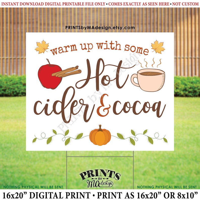 Hot Cider and Cocoa Sign Warm up With Some Hot Cider & Cocoa | Etsy