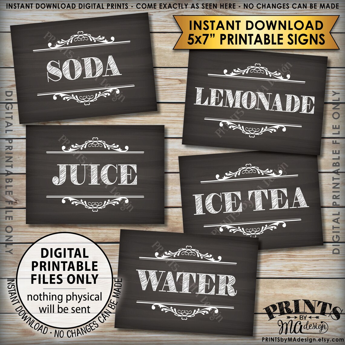 Beverage Station Soft Drink Signs, Soda Juice Lemonade Tea, Wedding ...