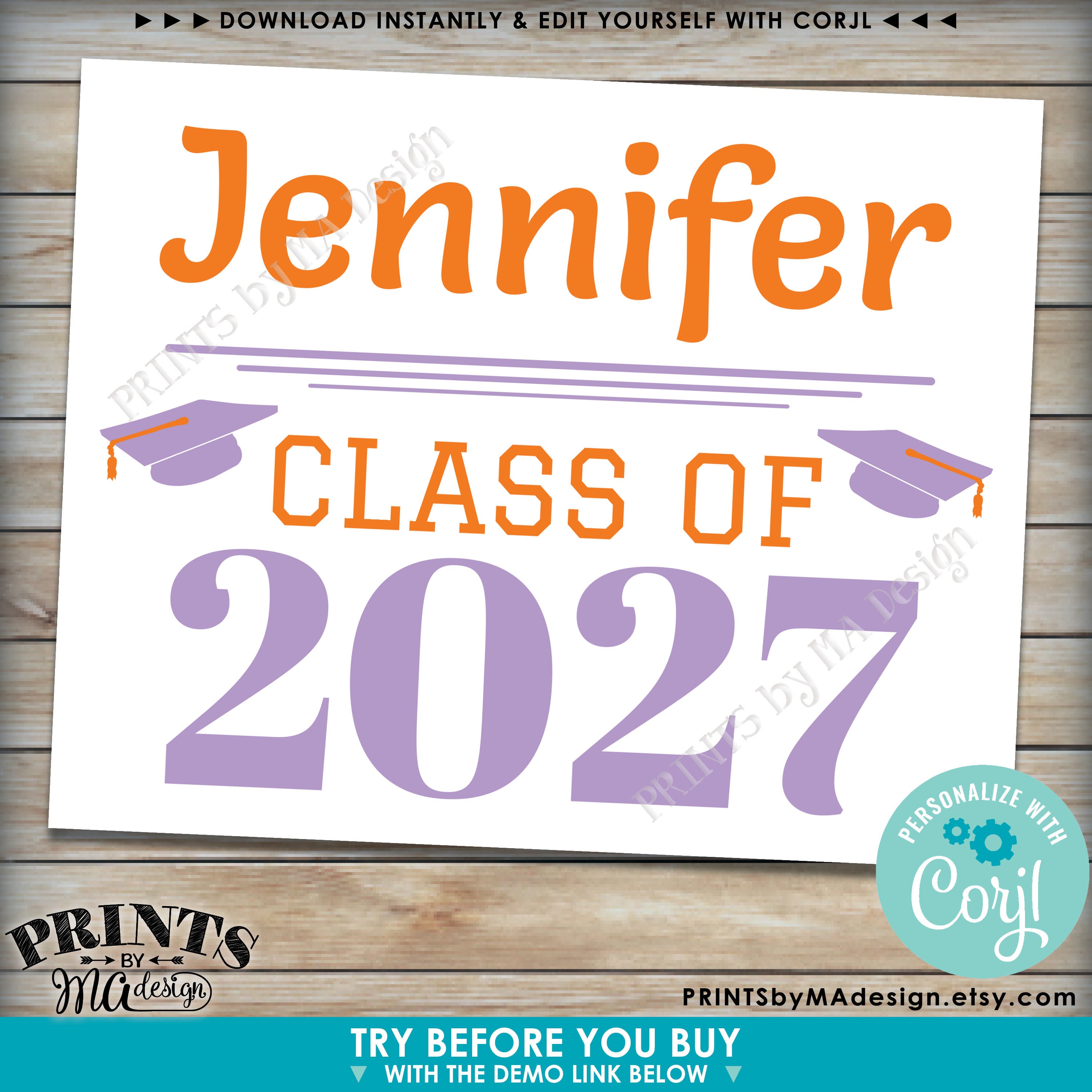 Class of Sign, High School or College Grad, Custom PRINTABLE 8x10/16x20 ...