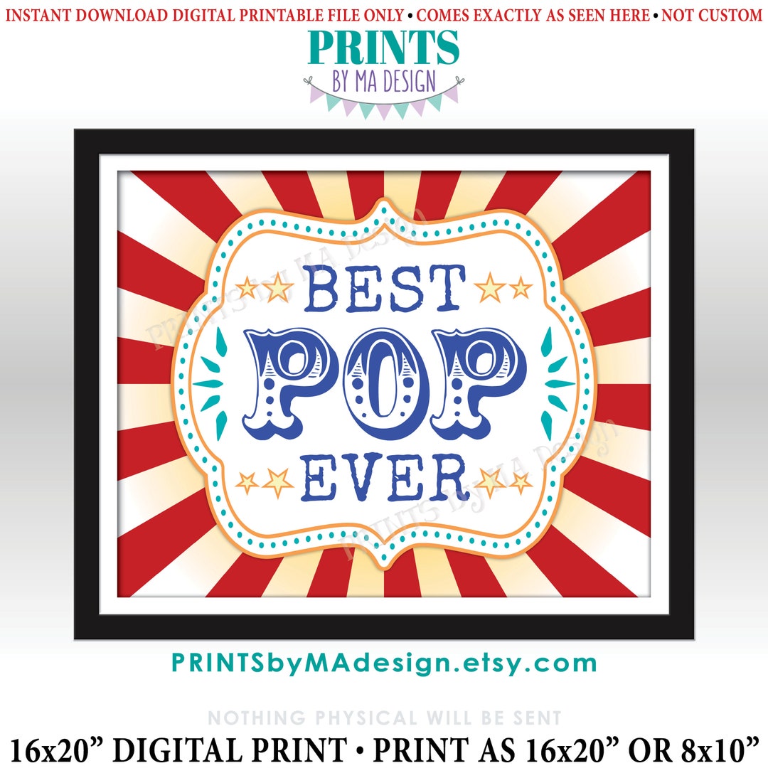 Best Pop Ever Sign, Popcorn, Carnival Father's Day Gift, Popcorn Favors ...