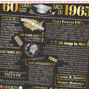 60th High School Reunion Decoration, Class of 1965 Graduated 60 Years ...