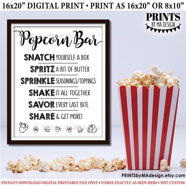 Printable Popcorn - Etsy