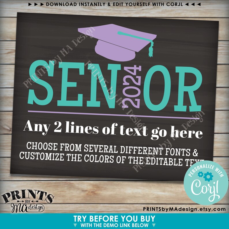 Editable Senior Sign Class of Any Graduation Year Custom - Etsy