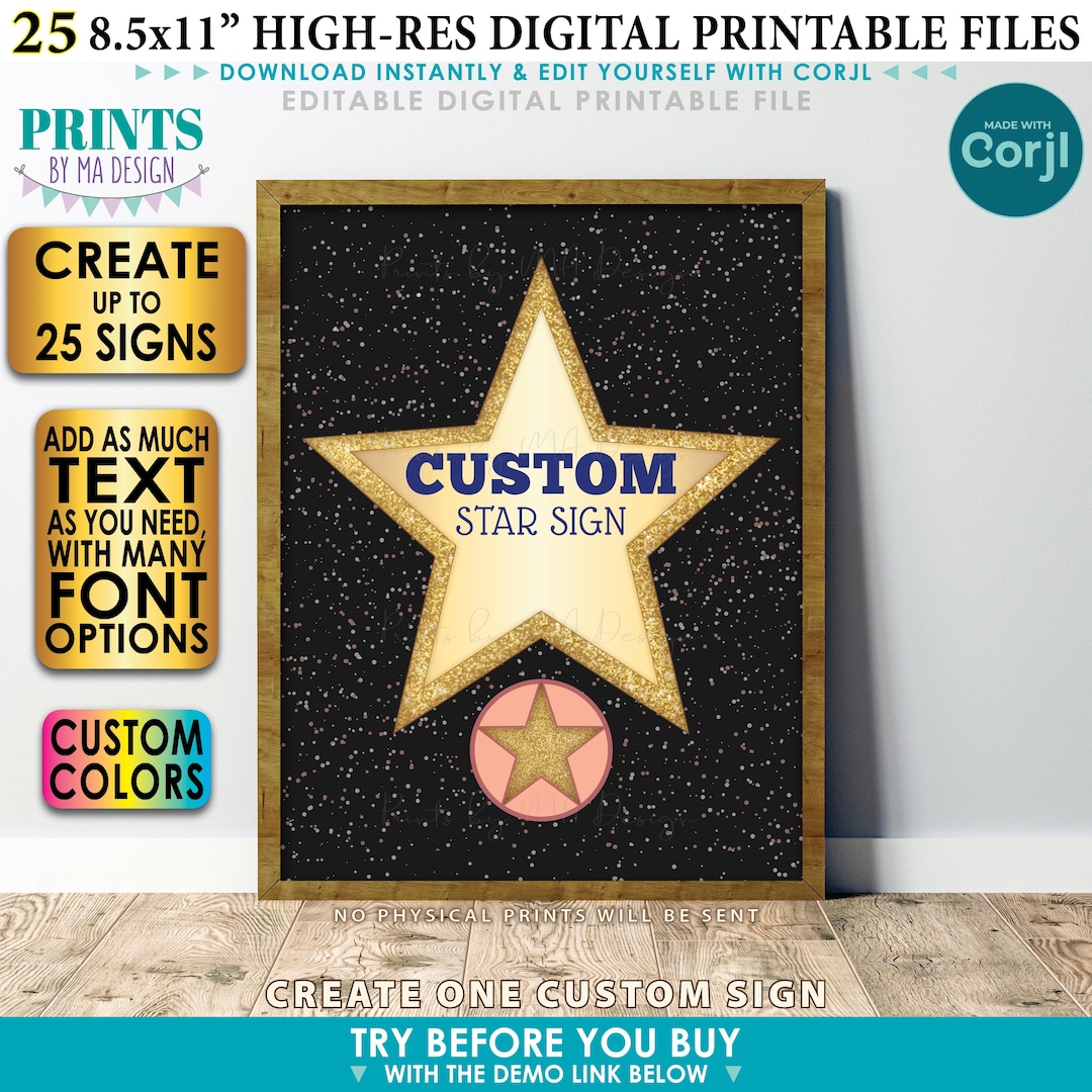 Hollywood Star Signs, Red Carpet Movie Star, Movie Night Idea, Glam VIP ...