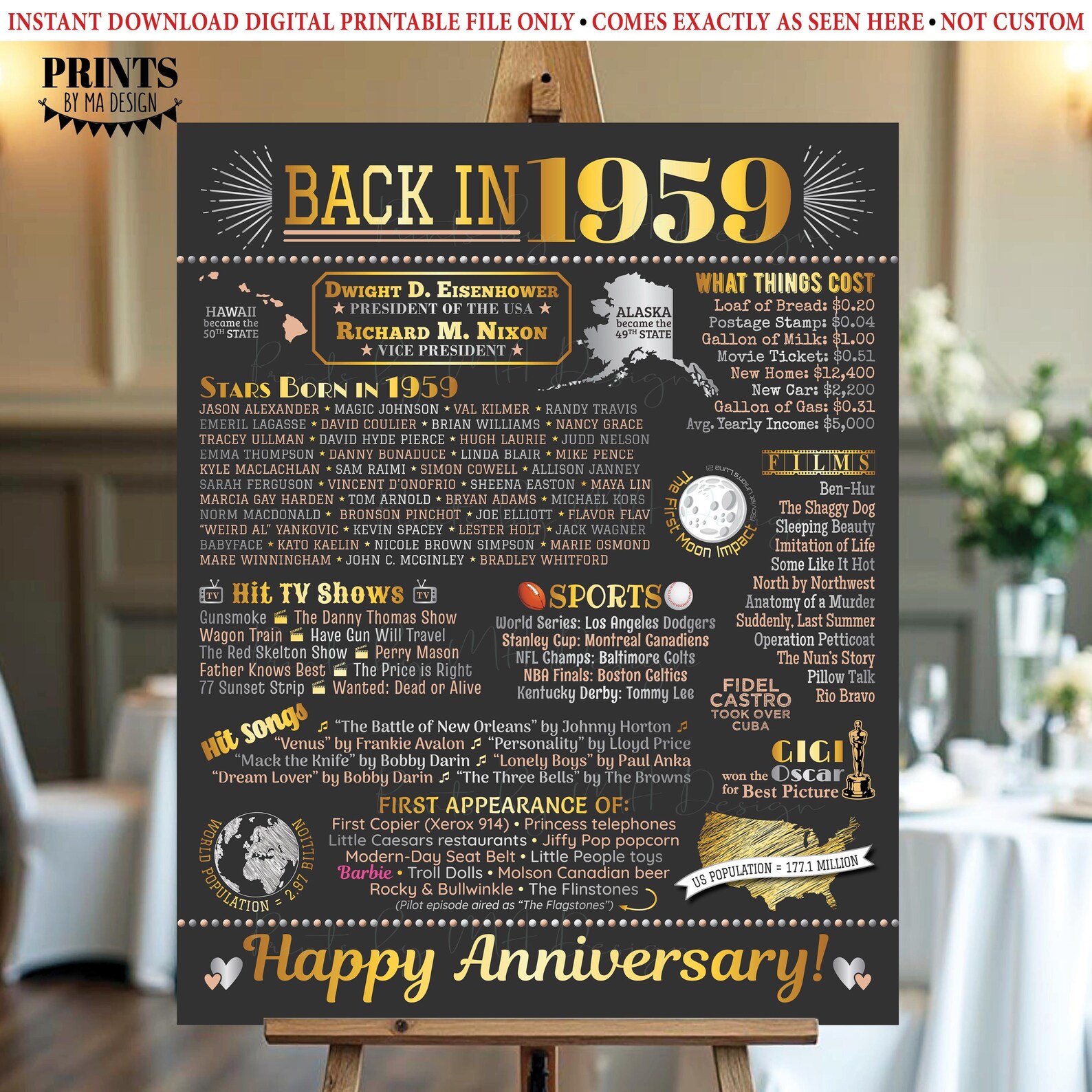 Back in 1959 Anniversary Poster Board, Flashback to 1959 Anniversary ...