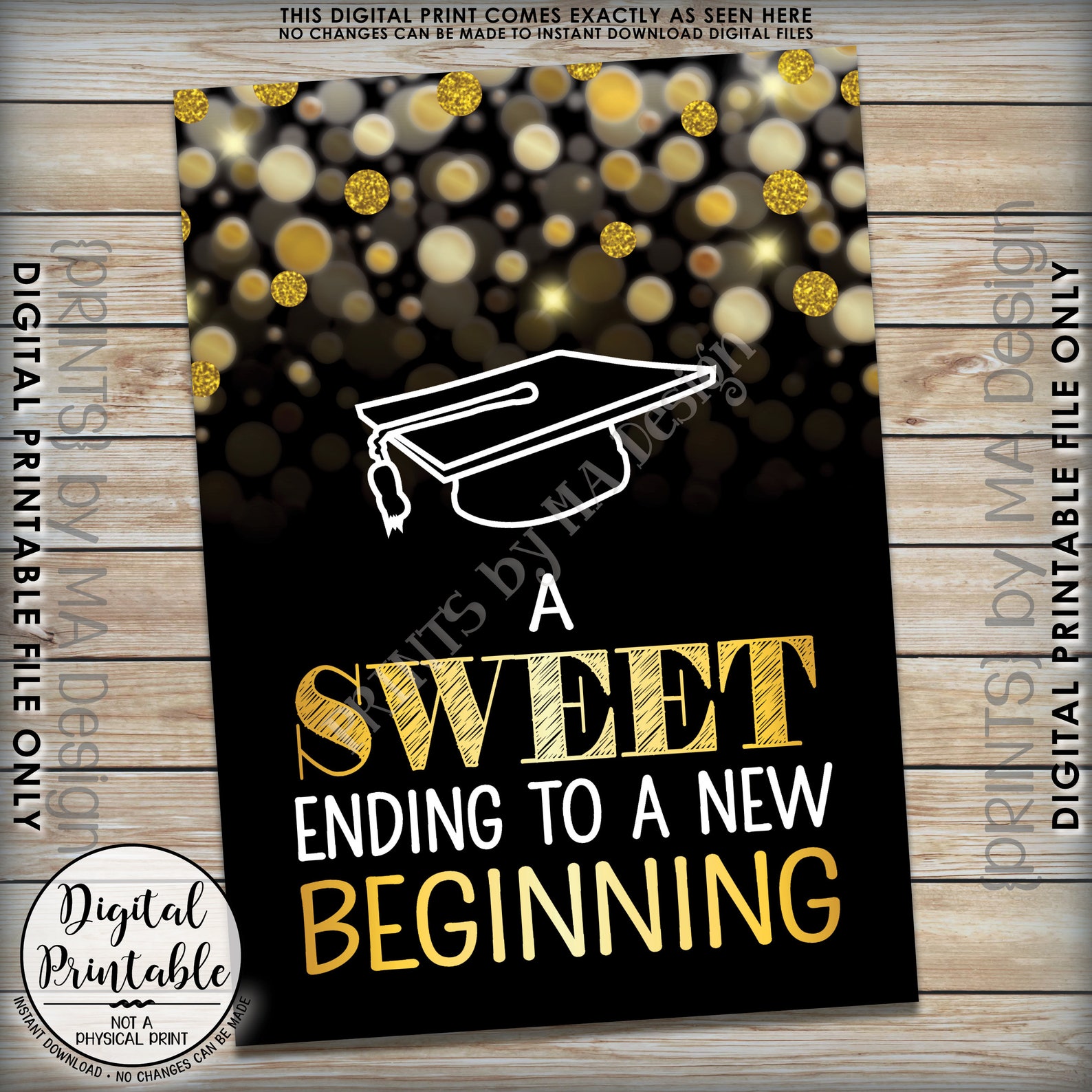A Sweet Ending to a New Beginning Graduation Sign Graduation | Etsy