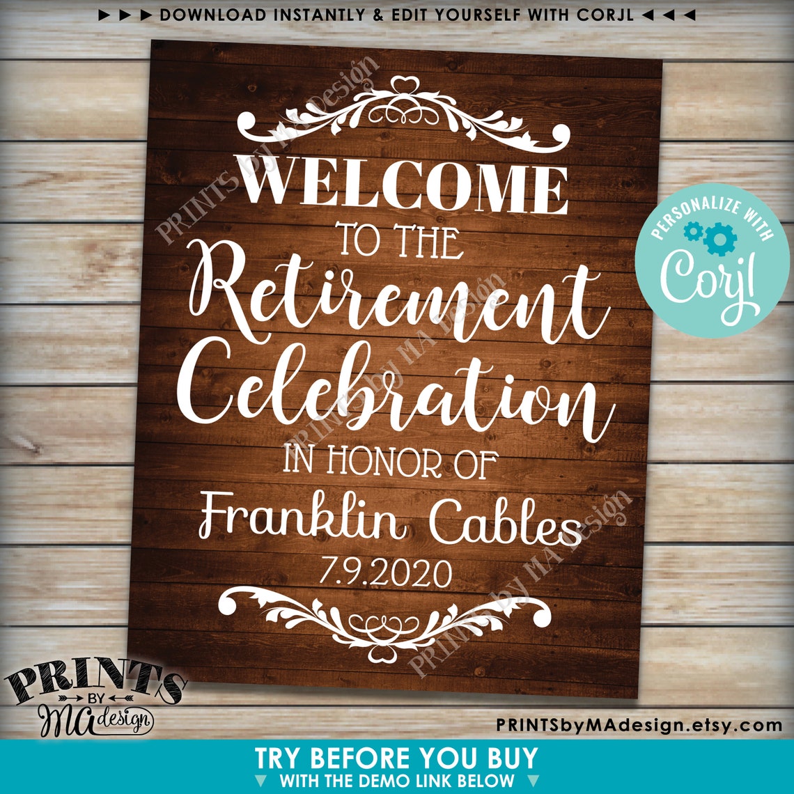 Retirement Party Sign Welcome to the Retirement Celebration | Etsy