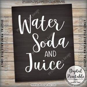 Drinks Sign, Water Soda and Juice Beverage Sign, Beverage Station, Non ...