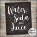 Drinks Sign, Water Soda and Juice Beverage Sign, Beverage Station, Non ...