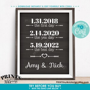 Important Dates, First Best Yes Day, Custom PRINTABLE 8x10/16x20 ...