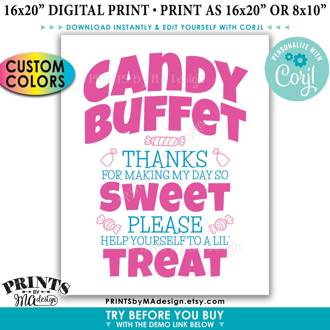 Candy Buffet Sign, Thanks for Making My Day so Sweet, Help Yourself to ...