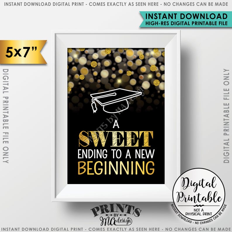 A Sweet Ending to a New Beginning Graduation Sign, Graduation Party ...