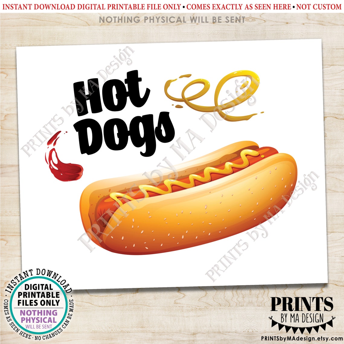 Hot Dogs Sign Barbeque Cook Out School Sports Concession - Etsy