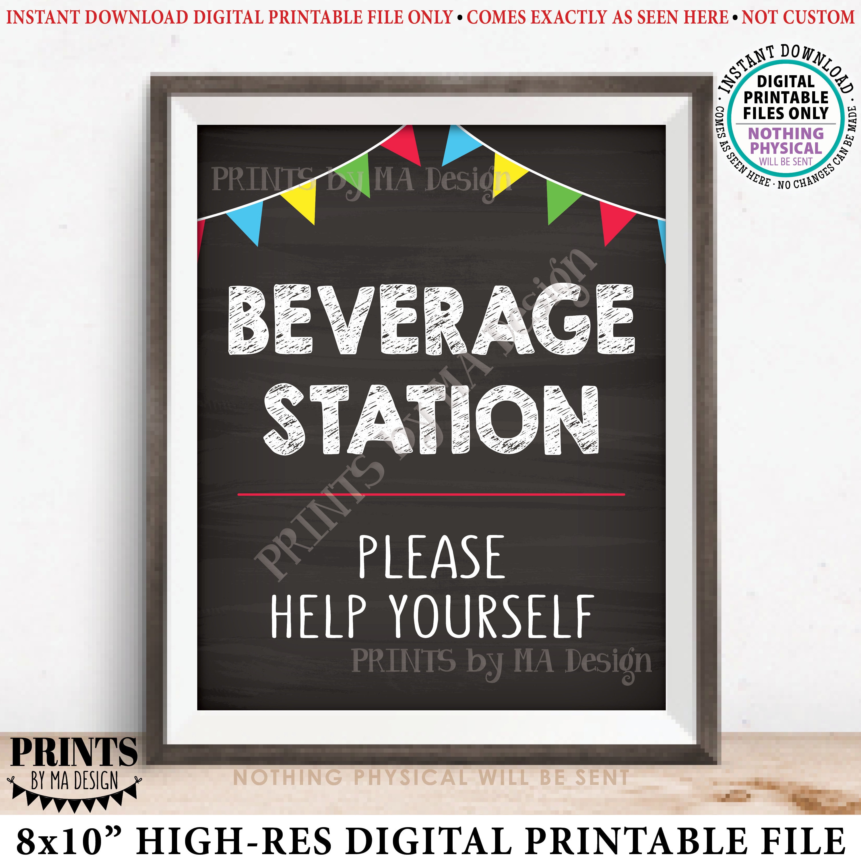 Beverage Station Sign Please Help Yourself to a Drink - Etsy