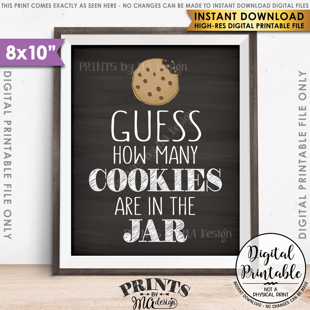 Guess How Many Cookies Are in the Jar Sign, Guess the Number of Cookies ...