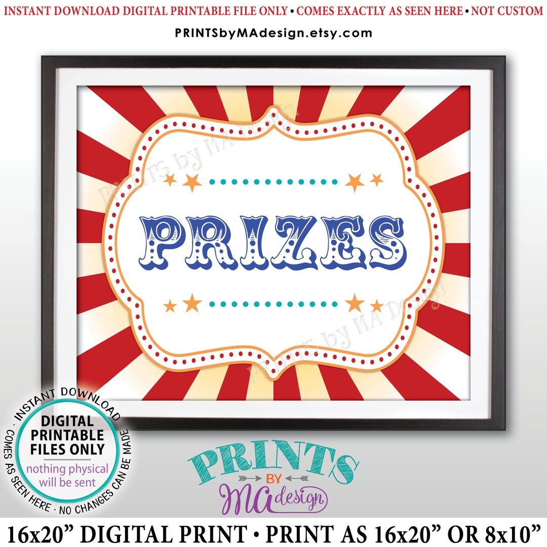 Carnival Prizes Sign Carnival Party Circus Games Birthday - Etsy