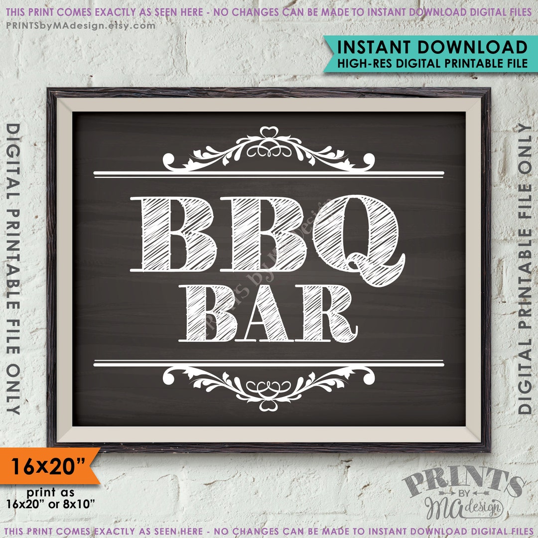 BBQ Bar Sign, Barbecue Sign, BBQ Sign, Cookout, Picnic, Cook Out Party ...