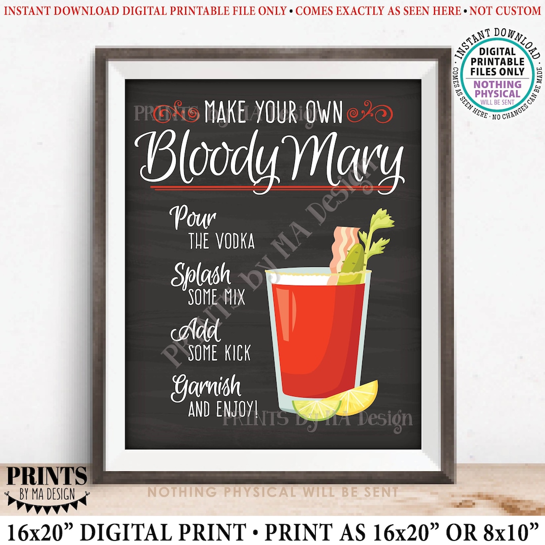 Bloody Mary Sign, Make Your Own Bloody Mary, Wedding Bridal Shower ...
