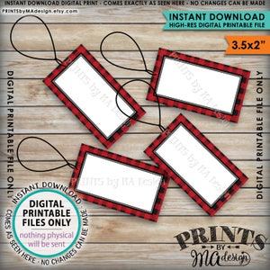 Lumberjack Theme Labels, Buffalo Plaid Food Labels, Red Checker Buffet ...