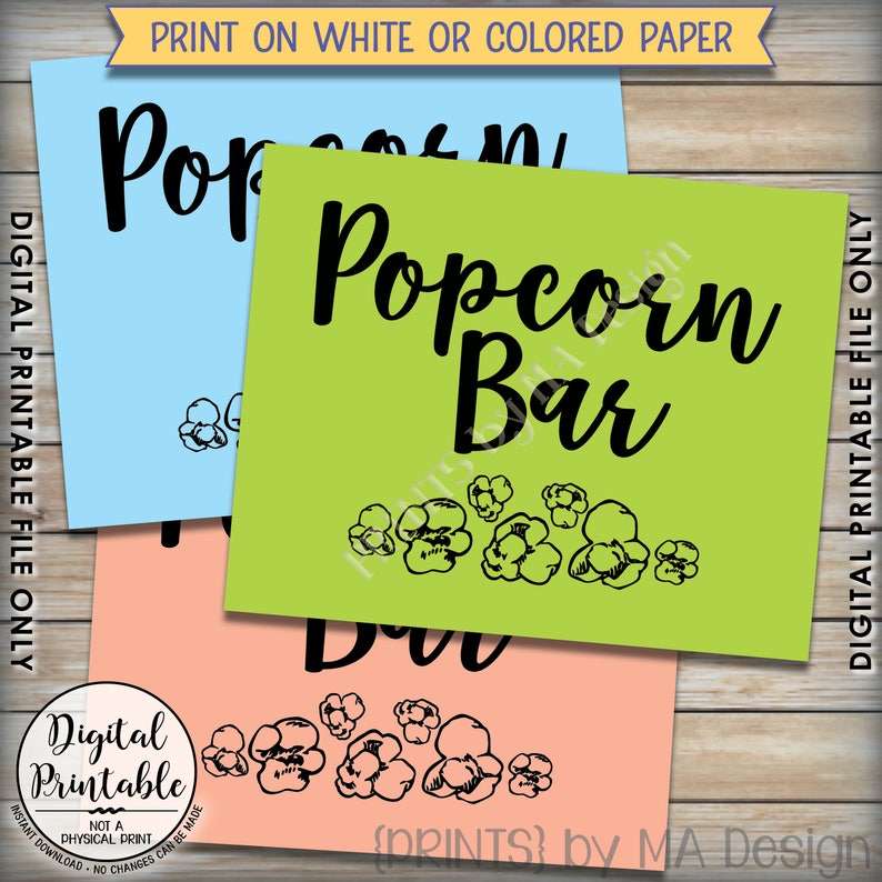 Popcorn Bar Sign, Popcorn Sign, Treat, Graduation Party, Birthday ...