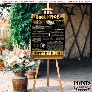 Back in 1945 Birthday Poster Board, Flashback to 1945 Golden Birthday ...