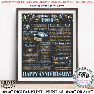 Back in the Year 1961 Anniversary Sign, Flashback to 1961 Anniversary ...