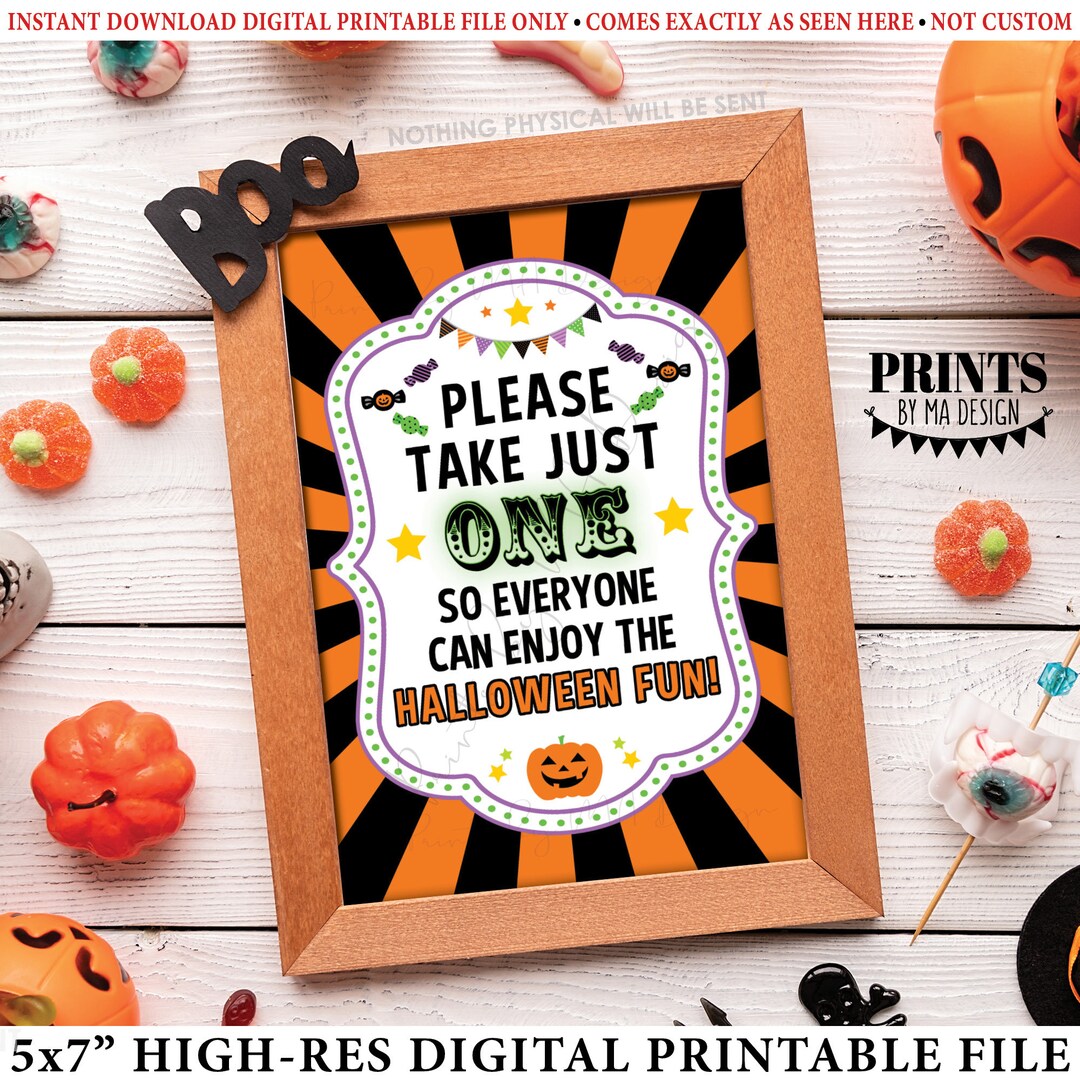 Halloween Candy Sign, Spooky Carnival Theme, Please Take One Sign, Take ...