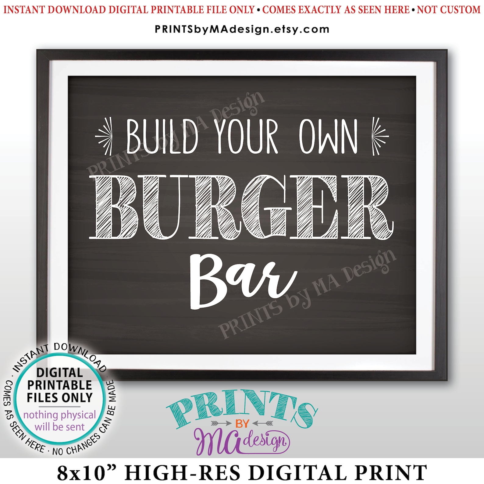 Burger Sign Build Your Own Burger Bar Sign Sliders | Etsy