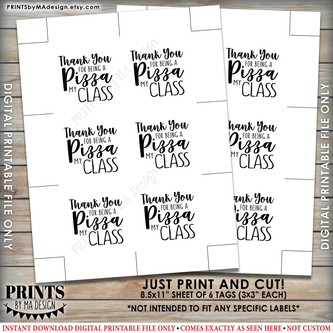 Pizza Labels Thank You for Being a Pizza My Class Pizza Box | Etsy