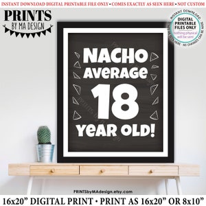 Nacho Average Birthday Party Sign, Nacho Average 18 Year Old, 18th Bday ...