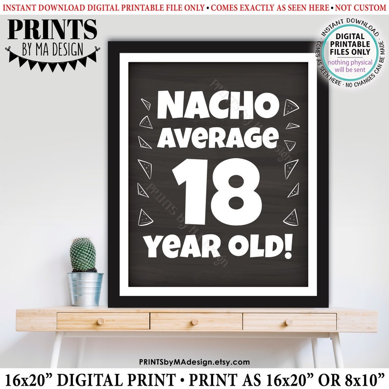 Nacho Average Birthday Party Sign Nacho Average 18 Year Old - Etsy