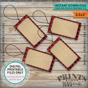 Lumberjack Theme Labels, Red Checker Buffalo Plaid Food Labels Buffet ...