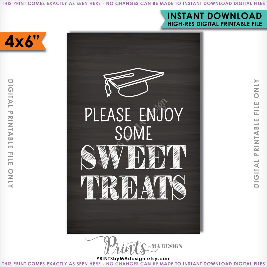 Sweet Treats Sign, Desserts Sign, Graduation Party Decor, Graduation ...