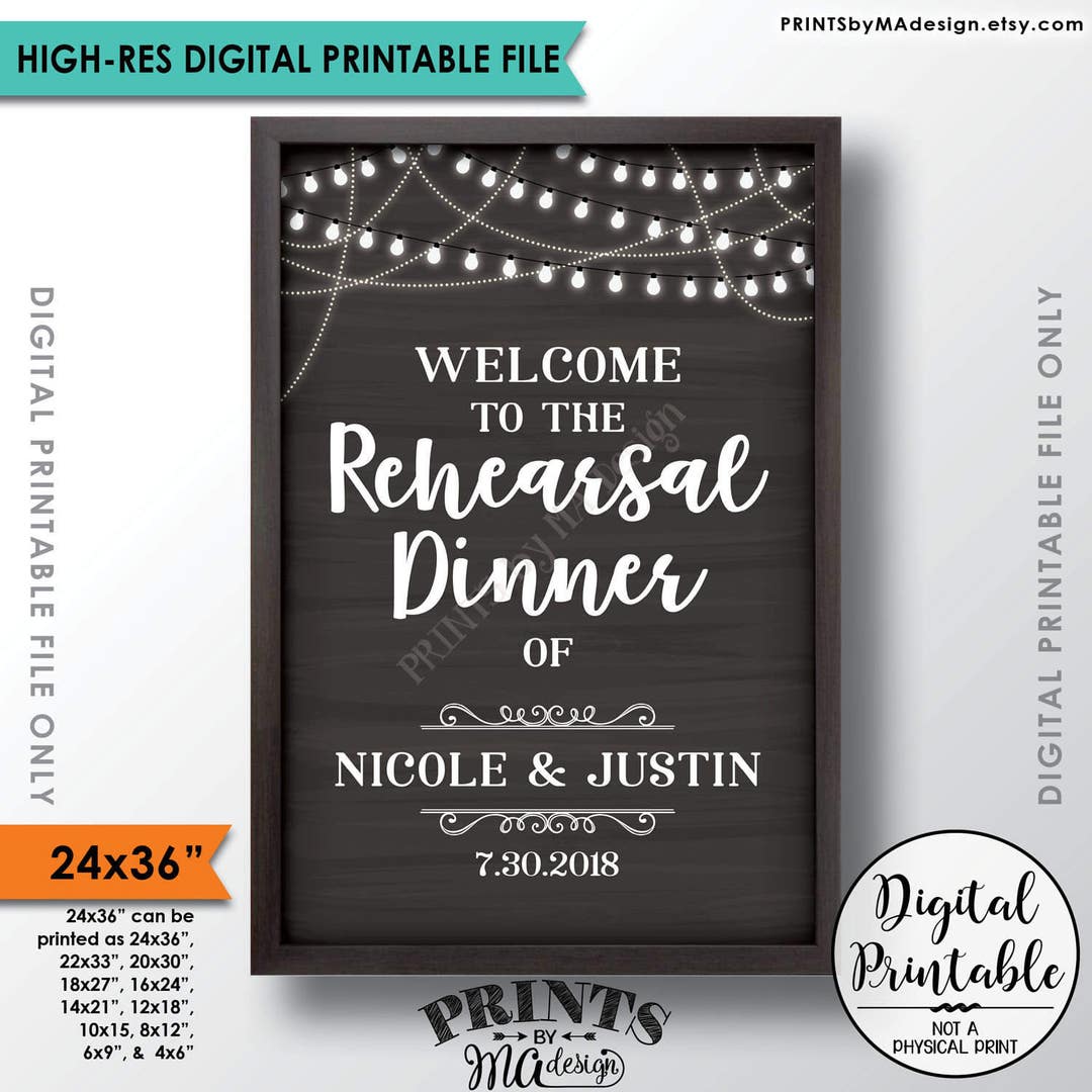 Rehearsal Dinner Sign, Welcome to the Rehearsal Dinner Entrance Sign ...