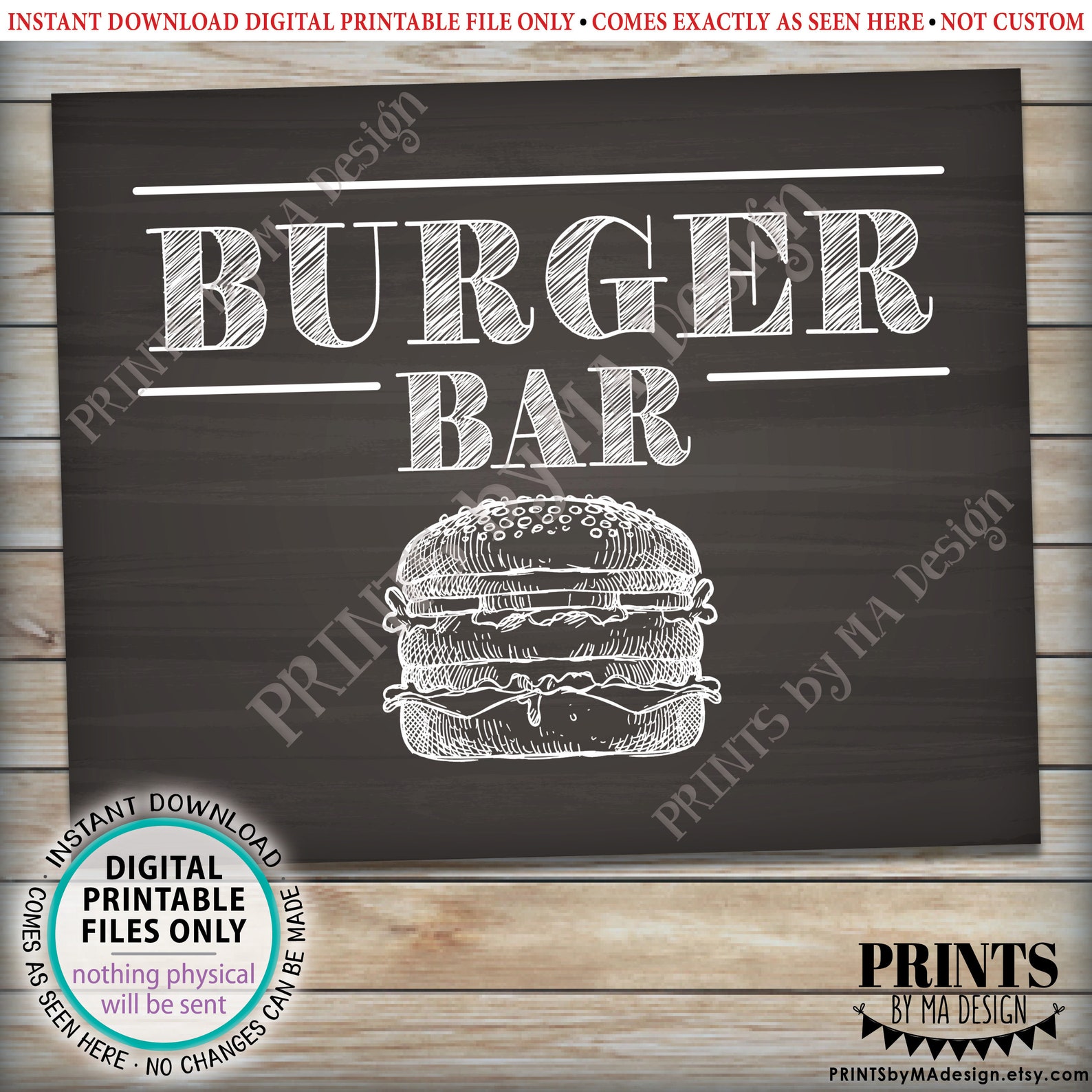 Burger Bar Sign Build a Burger Sign Sliders Graduation | Etsy