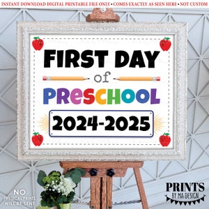 First Day of School Sign, Preschooler, Starting Preschool, Pre-k, 2024 ...