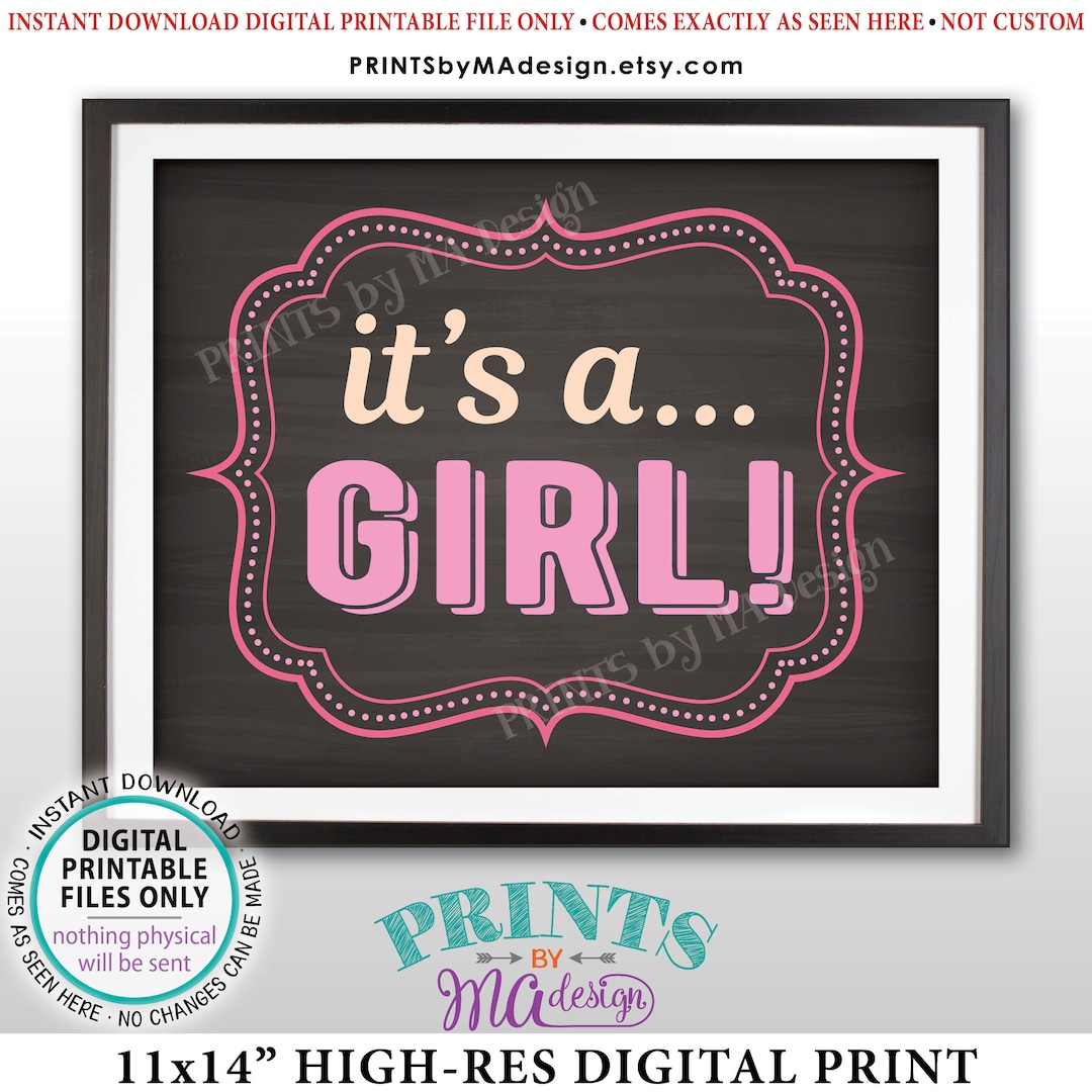 It's a GIRL Sign, Having a Girl Gender Reveal Announcement, Pink ...