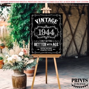 1944 Birthday Sign, Vintage Better With Age Poster, Whiskey Theme ...