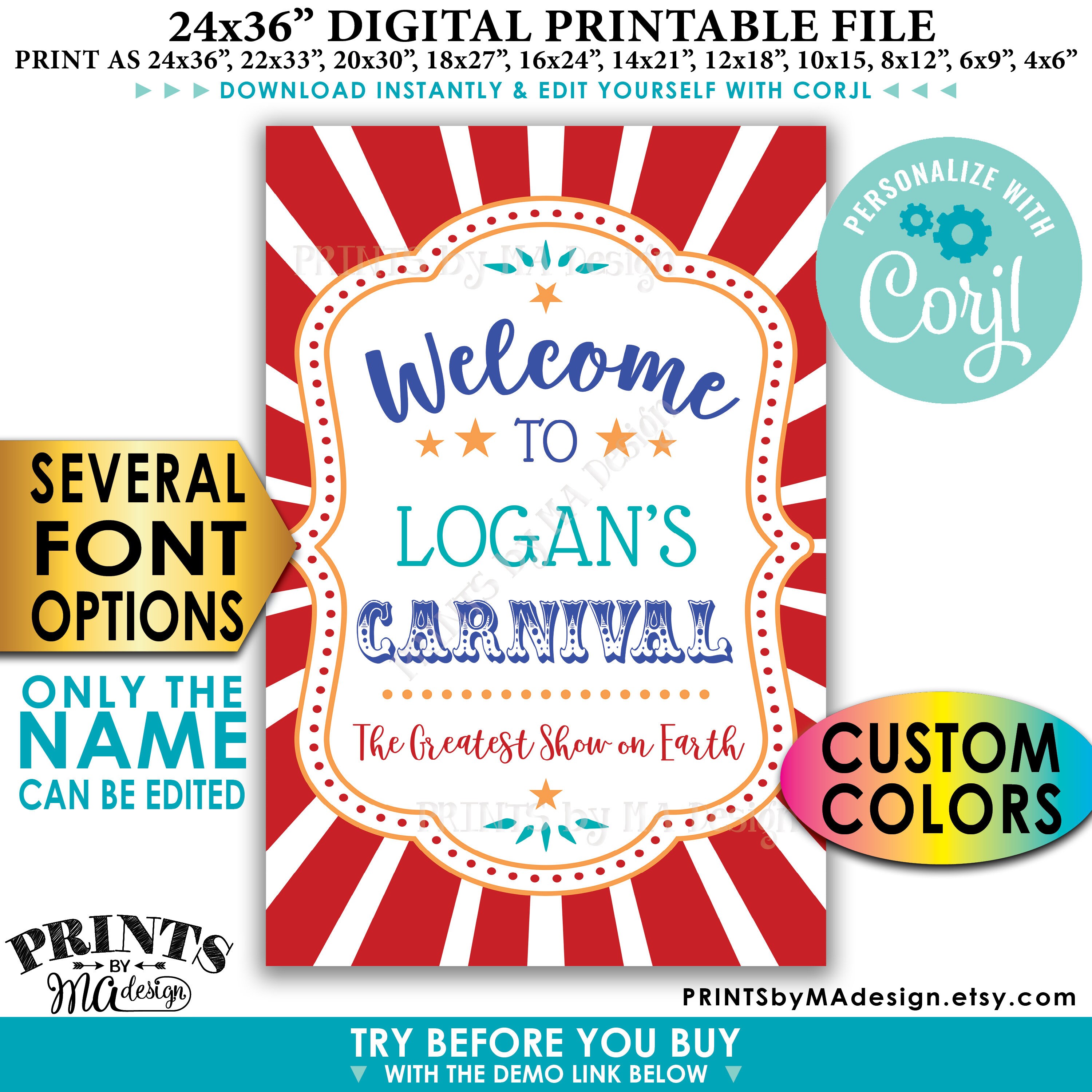 Carnival Welcome Sign, Welcome to the Carnival Entrance Sign, Custom ...