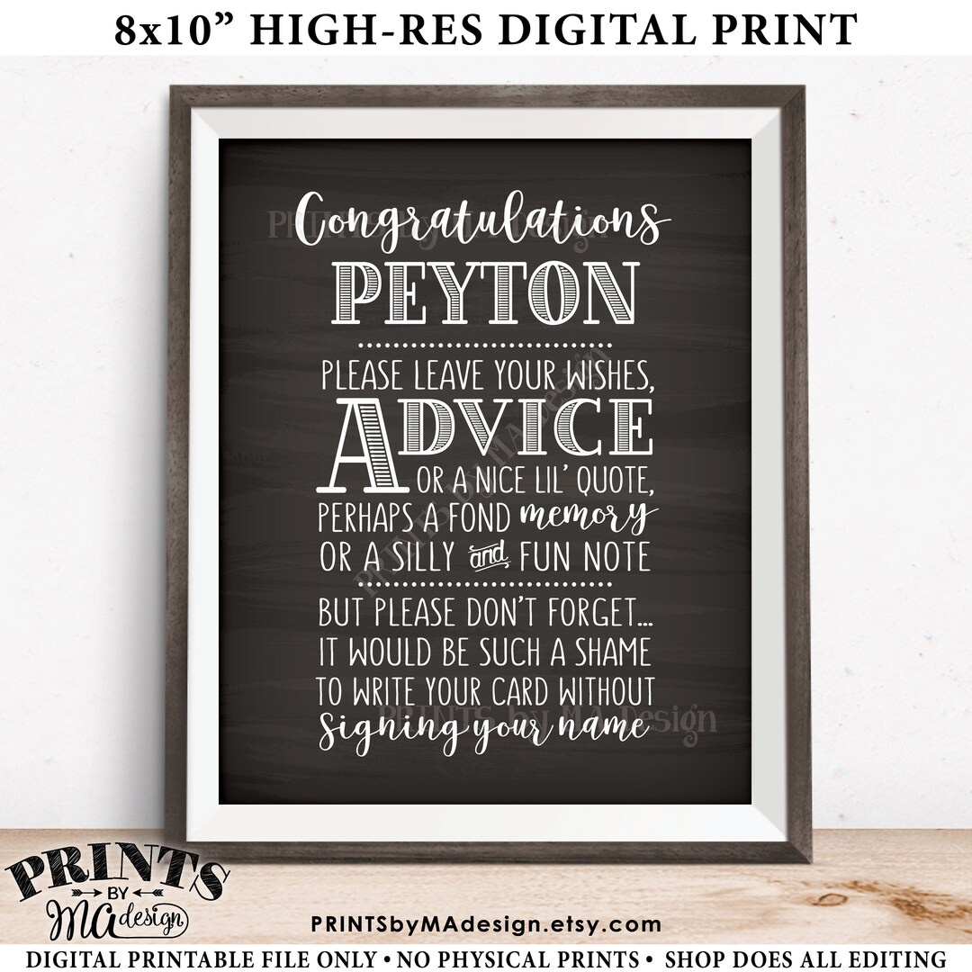 Graduate Advice Sign, Please Leave Your Advice, Wish, Memory for the ...