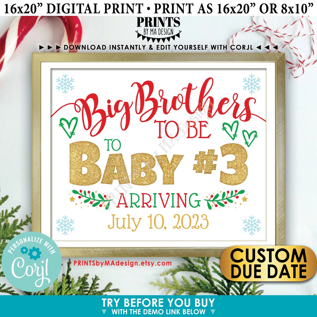 Baby #3 Christmas Pregnancy Announcement, Big Brothers to 3rd Child ...