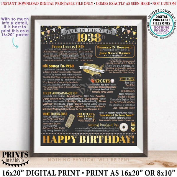 1938 Birthday Printable - Etsy