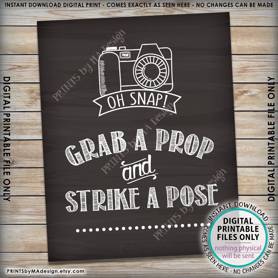 Grab a Prop and Strike a Pose Sign Photobooth Sign Oh Snap | Etsy