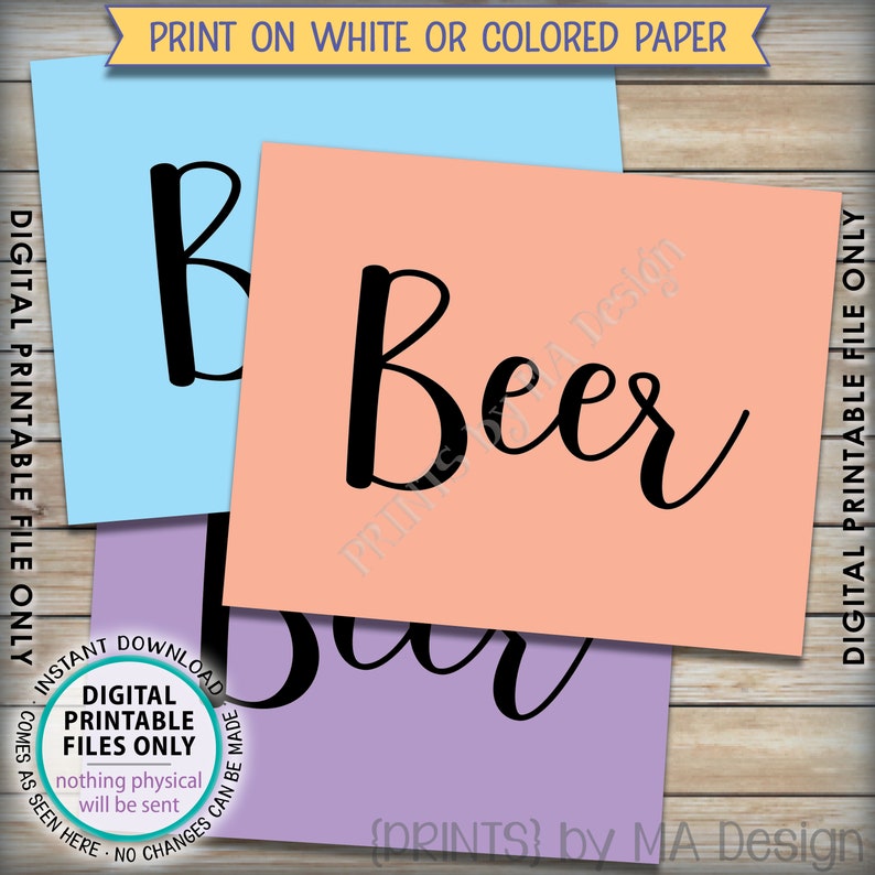 Beer Sign, Beverage Station, Drinks Sign, Wedding Bar Display, Birthday ...