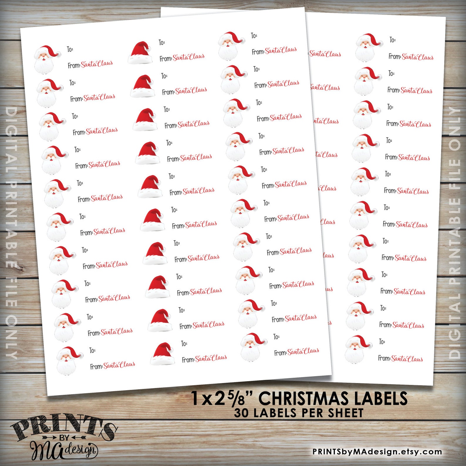 Christmas Labels Santa Labels Christmas Gift Labels Christmas | Etsy