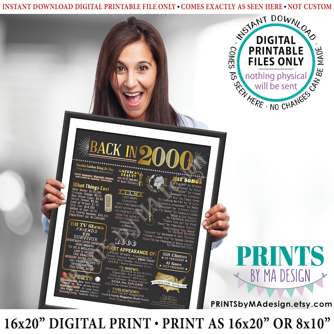 Back in 2000 Poster Board Flashback to 2000 Remember 2000 | Etsy