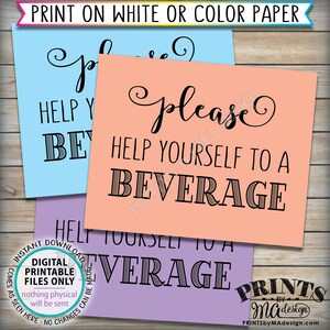 Beverage Station Sign, Please Help Yourself to a Beverage, PRINTABLE ...