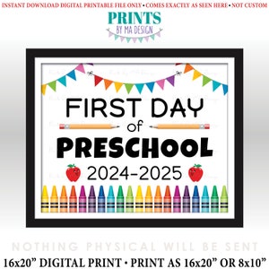 First Day of School Sign, Preschooler, Starting Preschool, Pre-k, 2024 ...