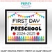 First Day of School Sign, Preschooler, Starting Preschool, Pre-k, 2024 ...
