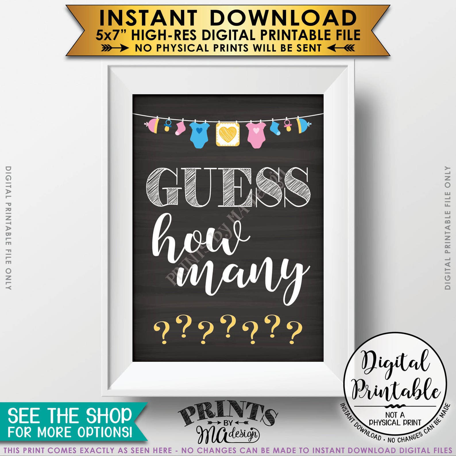 Guess How Many Sign Guess the Number Baby Shower Game - Etsy